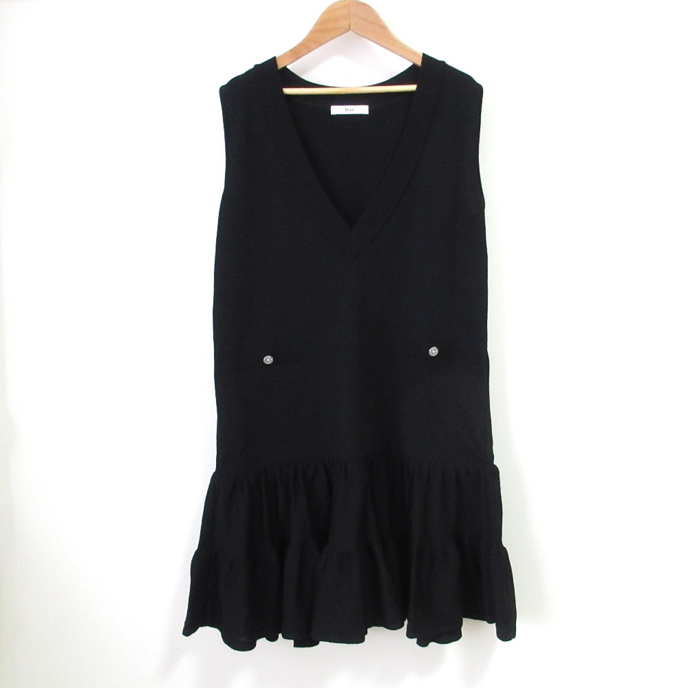 【楽天市場】【中古】良品 24SS Rene ルネ ノースリーブ ひざ丈 ニットフレア ティアードワンピース 34 ブラック レディース Luxs ブランド古着のリュクス：Luxs（ブランド ...