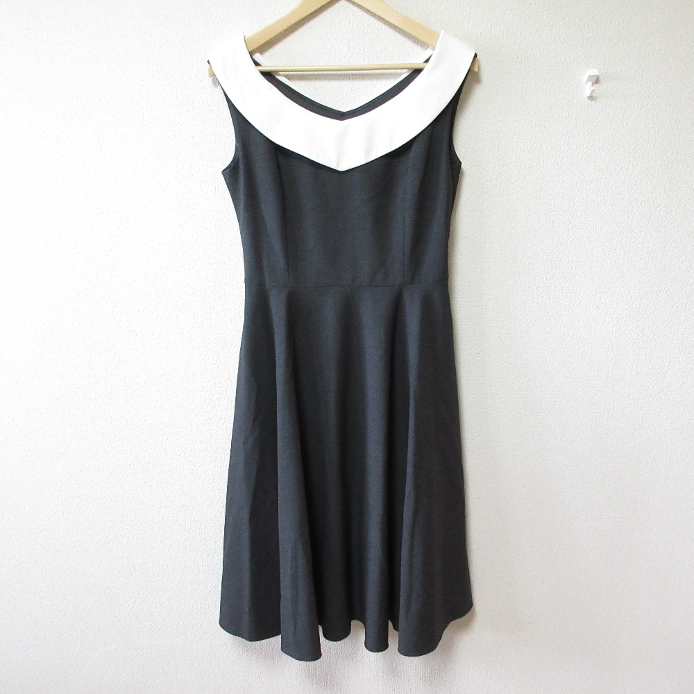 【楽天市場】【中古】美品 Rene basic ルネベーシック 白襟付き ノースリーブ ひざ丈 フレア ワンピース 34 グレー レディース Luxs ブランド古着のリュクス：Luxs ...