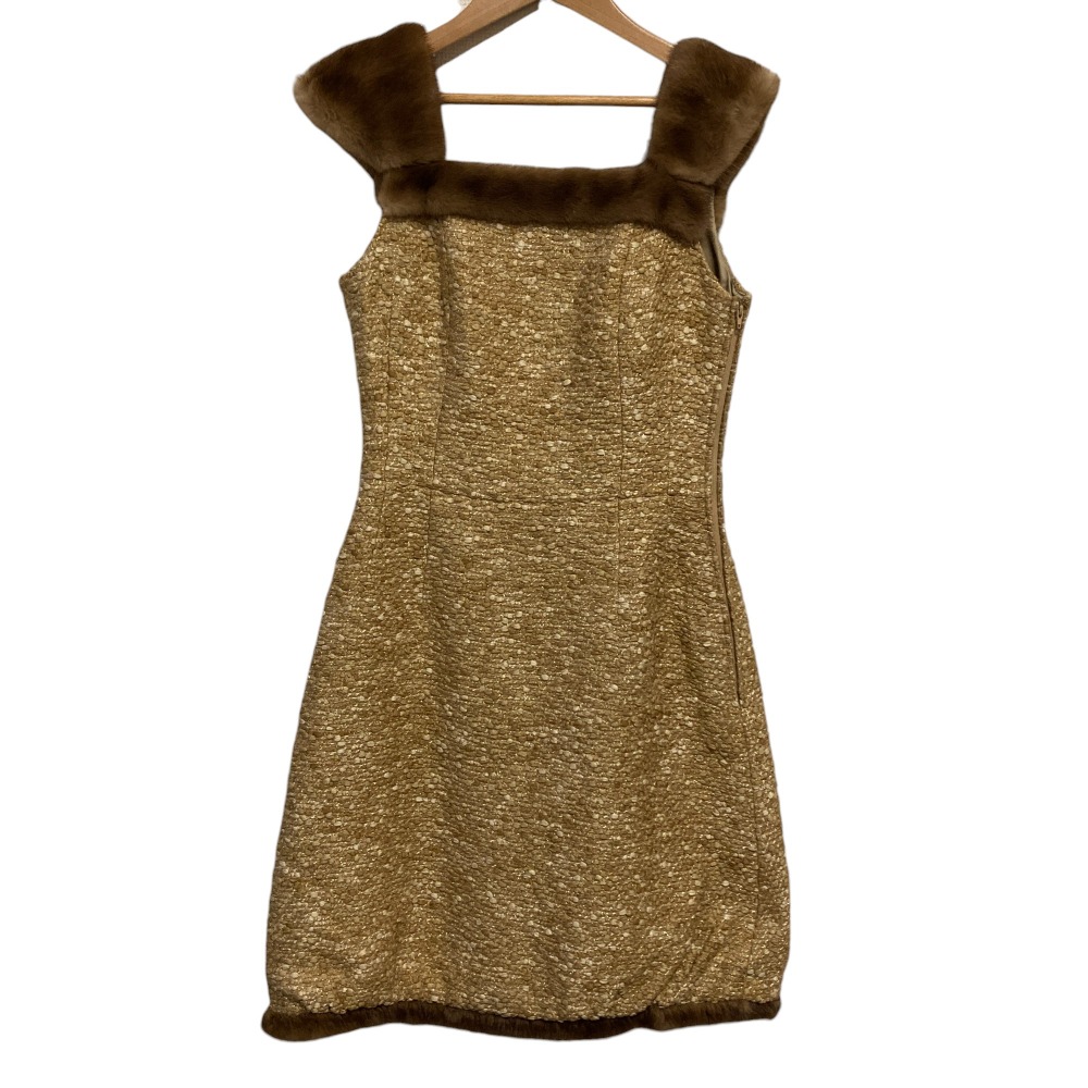 【楽天市場】【中古】美品 Rene ルネ ミンクファートリム ツイード切替 ノースリーブワンピース 36 ベージュ レディース Luxs ブランド古着のリュクス：Luxs（ブランド古着のリュクス）