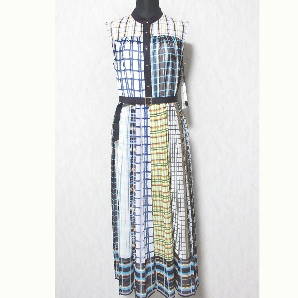 【楽天市場】【中古】未使用 24AW Diagram ダイアグラム グレースコンチネンタル マルチチェックワンピース 0324331008 36 ネイビー レディース Luxs ブランド古着の ...