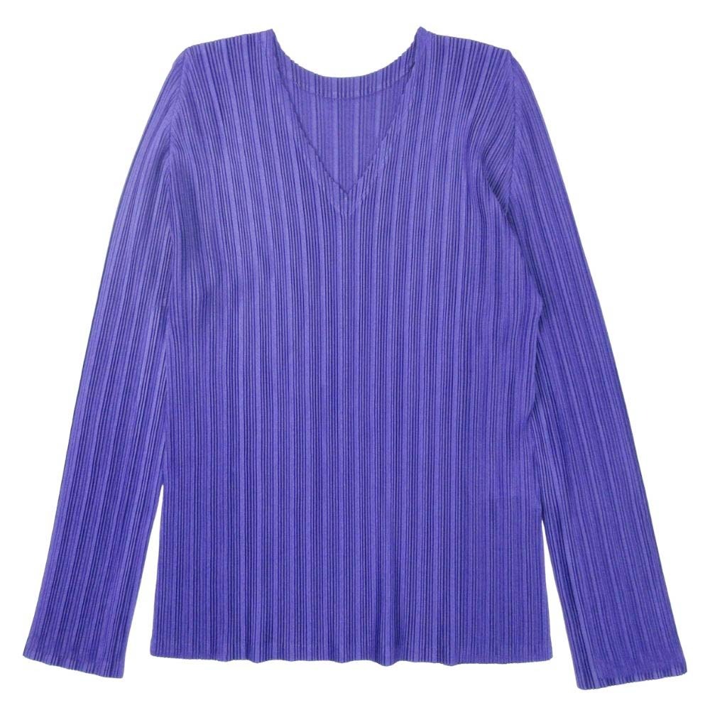 【楽天市場】【中古】新品同様 05ss PLEATS PLEASE ISSEY MIYAKE プリーツプリーズ イッセイミヤケ Vネック カットソー トップス PP51-FK373 3 紫 ...