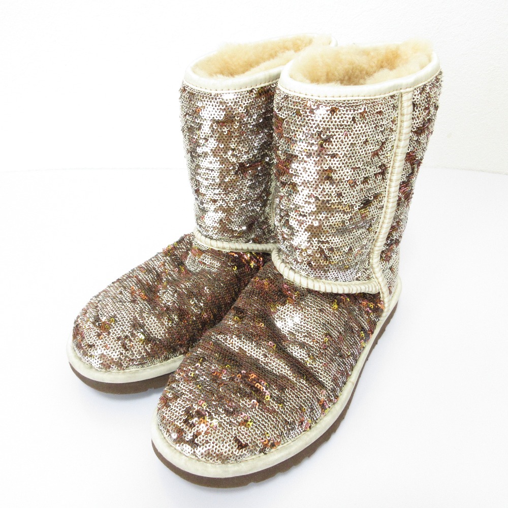 【楽天市場】【中古】良品 UGG アグ スパンコール ムートンブーツ ショートブーツ サイズ37 約23cm シルバーカラー レディース Luxs ブランド古着のリュクス：Luxs（ブランド ...