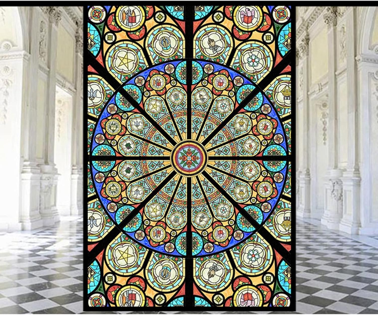 【楽天市場】ステンドグラス 窓ガラス目隠しフィルム レトロ 欧米風 ガラス目隠しフィルム 窓用 フィルム 水で貼る プライバシー保護 紫外線 ...