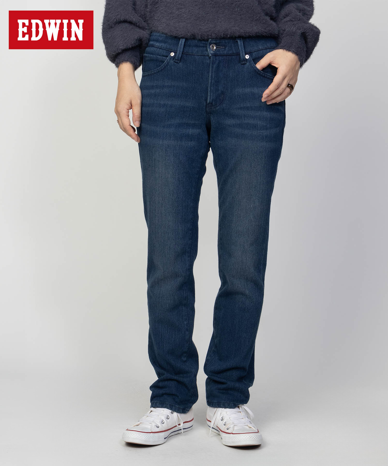 【楽天市場】[今だけ！最大10％OFFクーポン]エドウィン EDWIN デニムパンツ ジーンズ ジーパン レディース 裏起毛 暖かい ストレッチ ボトムス 前開き フロントジップ ポケット ...