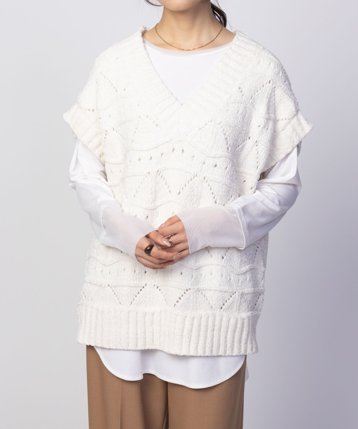 【楽天市場】[今だけ！最大10％OFFクーポン]ハッシュアッシュ HusHusH ベスト レディース ニット Vネック ゆったり トップス リブ プルオーバー：Mac-House楽天市場店