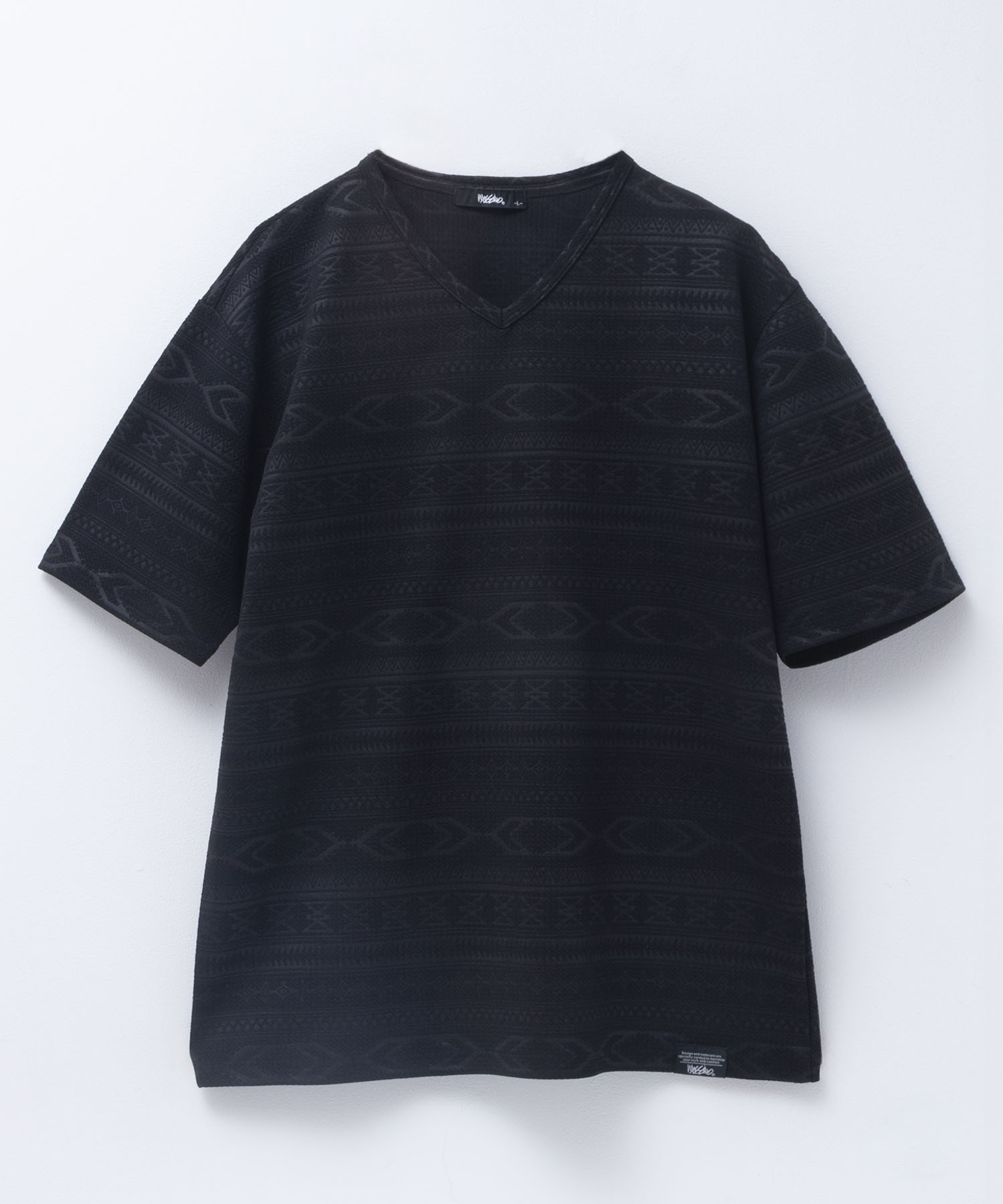 【楽天市場】[全品対象★最大10％OFFクーポン]モッシモ mossimo Tシャツ メンズ 半袖 Vネック ふくれジャガード ドライ 抗菌 トップス オルテガ柄 黒 白 カットソー ...