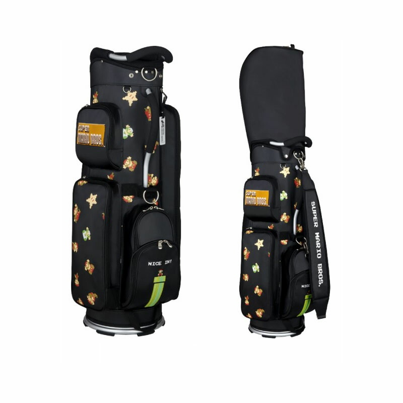 【楽天市場】スーパーマリオブラザーズ マリオ キャディバッグ SMCB002B 黒 ブラック 9型 47インチ 5分割 2.9kg 軽量 ...