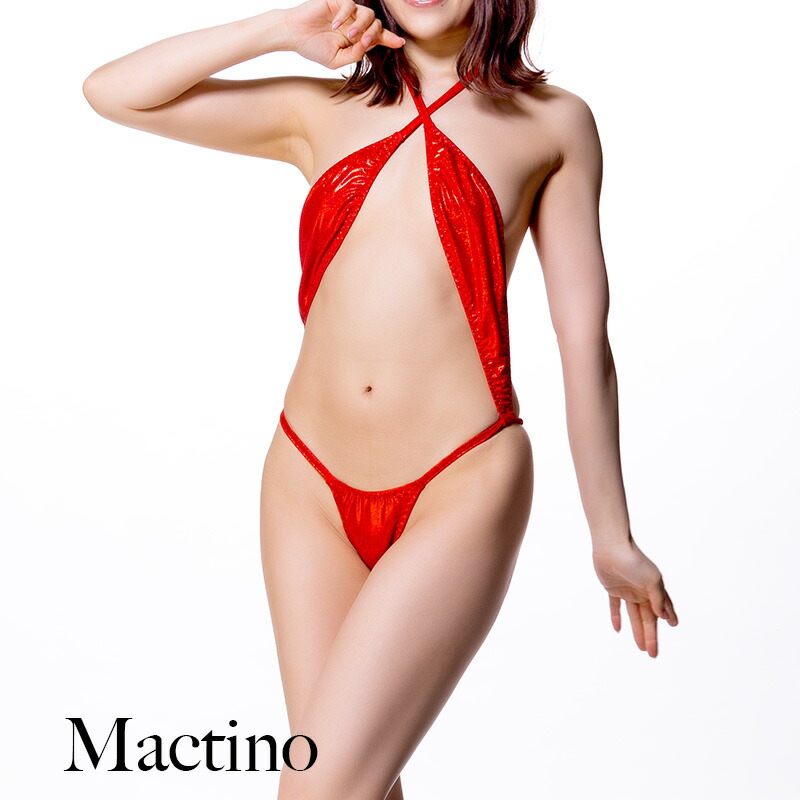 【楽天市場】【送料無料】コスチューム ハイレグ 水着 トップクロス変形Tバックボディスーツ・フォイルラメレッド：mactino