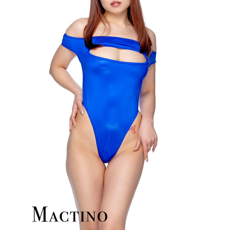 【楽天市場】【送料無料】 オフショルダーフロントホールTバックレオタード・ブルー：mactino