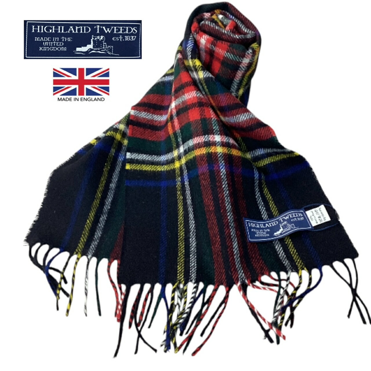 【楽天市場】イギリス製 送料無料 HIGHLAND TWEEDS【ハイランドツイード】BRONTE【ブロンテ】BLK ST. マフラー ...