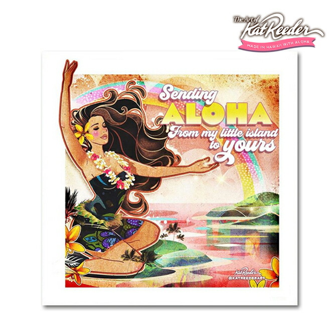 【楽天市場】Kat Reeder アートプリント Aloha Island 30.5×30.5cm【カットリーダー キャットリーダー ハワイ ...