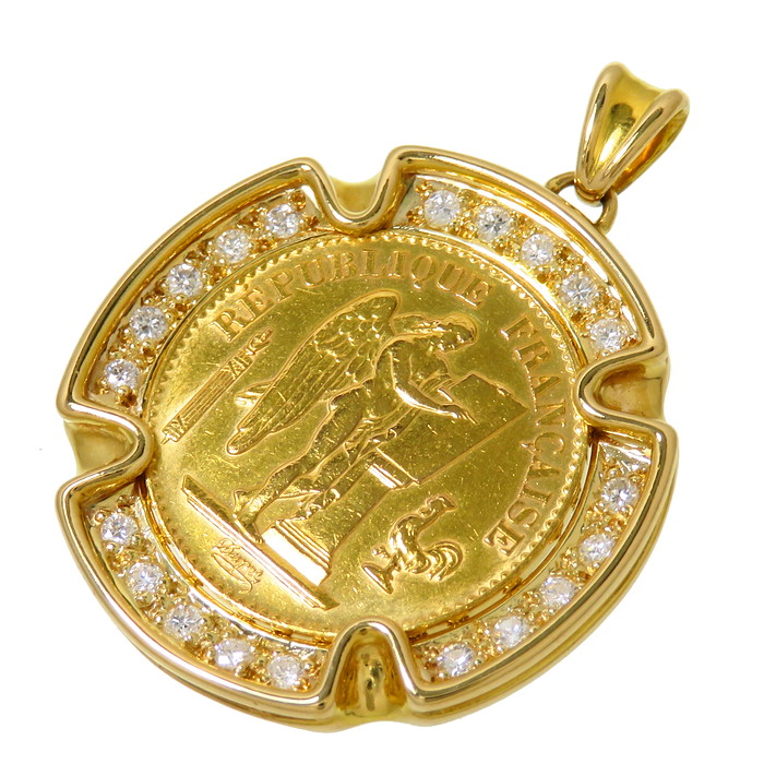 【楽天市場】エンゼル 20フラン 金貨 1897年 ダイヤモンド 計0.46ct ペンダントトップ K21.6ゴールド 21.6金/K18ゴールド 18金 12.1g レディース【中古】【真子 ...