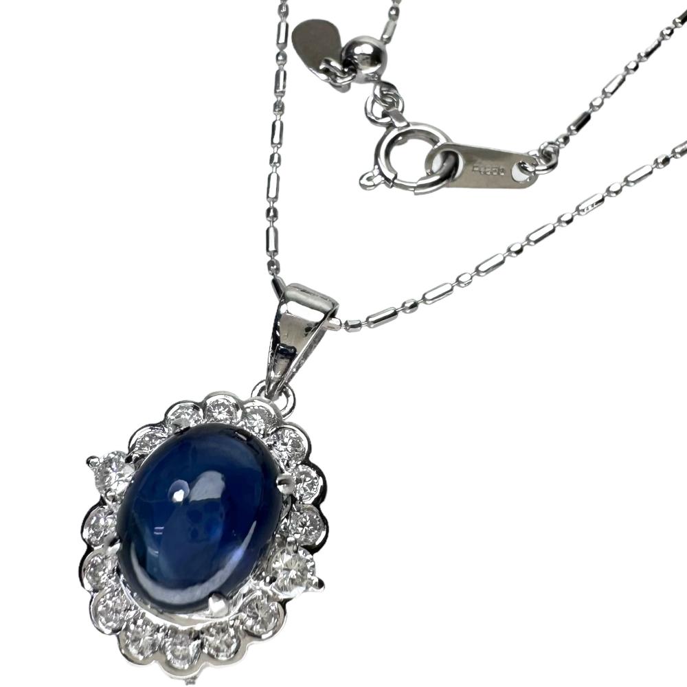 【楽天市場】【LA SOMA/ラソマ】 カボションサファイア 3.56ct ダイヤモンド 計0.37ct ネックレス Pt900プラチナ/Pt850プラチナ 6.3g 45cm レディース ...