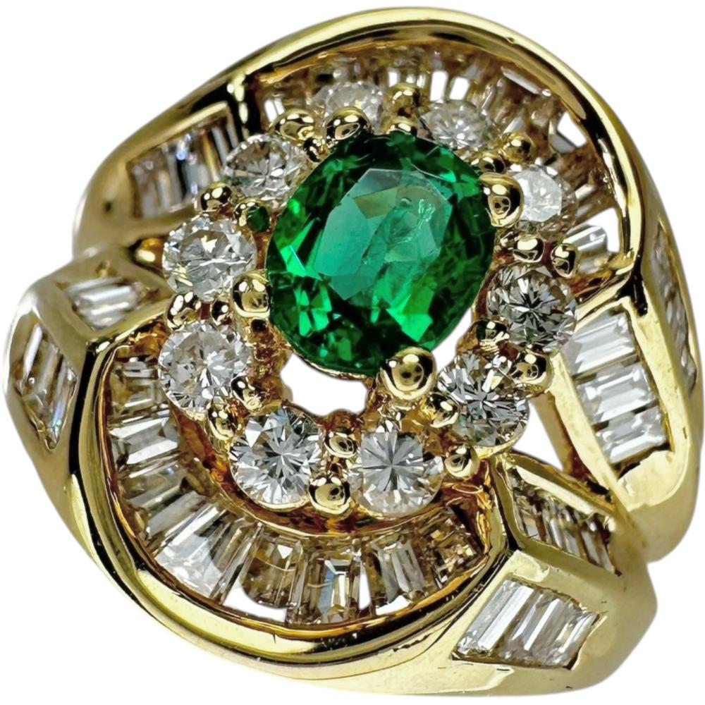 【楽天市場】9.5号 エメラルド 0.42ct ダイヤモンド 1.7ct リング・指輪 K18ゴールド 18金 6.4g レディース【中古】【真子質店】【NN】【ITYMo】：真子質店楽天市場店