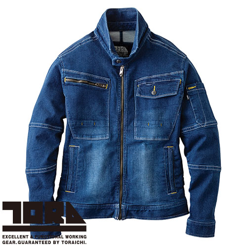 【楽天市場】作業服 デニム 寅壱 TORA デニムライダースジャケット 8940-554 作業着 通年 秋冬 カッコいい おしゃれ 人気 カジュアル タウンユース：作業着上下セットインナーまもる君
