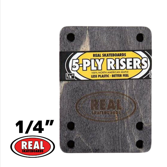 【楽天市場】スケートボード スケボー ライザーパッド REAL リアル RISERS PAD スペースパッド 5-PLY RISERS 1/4 ...