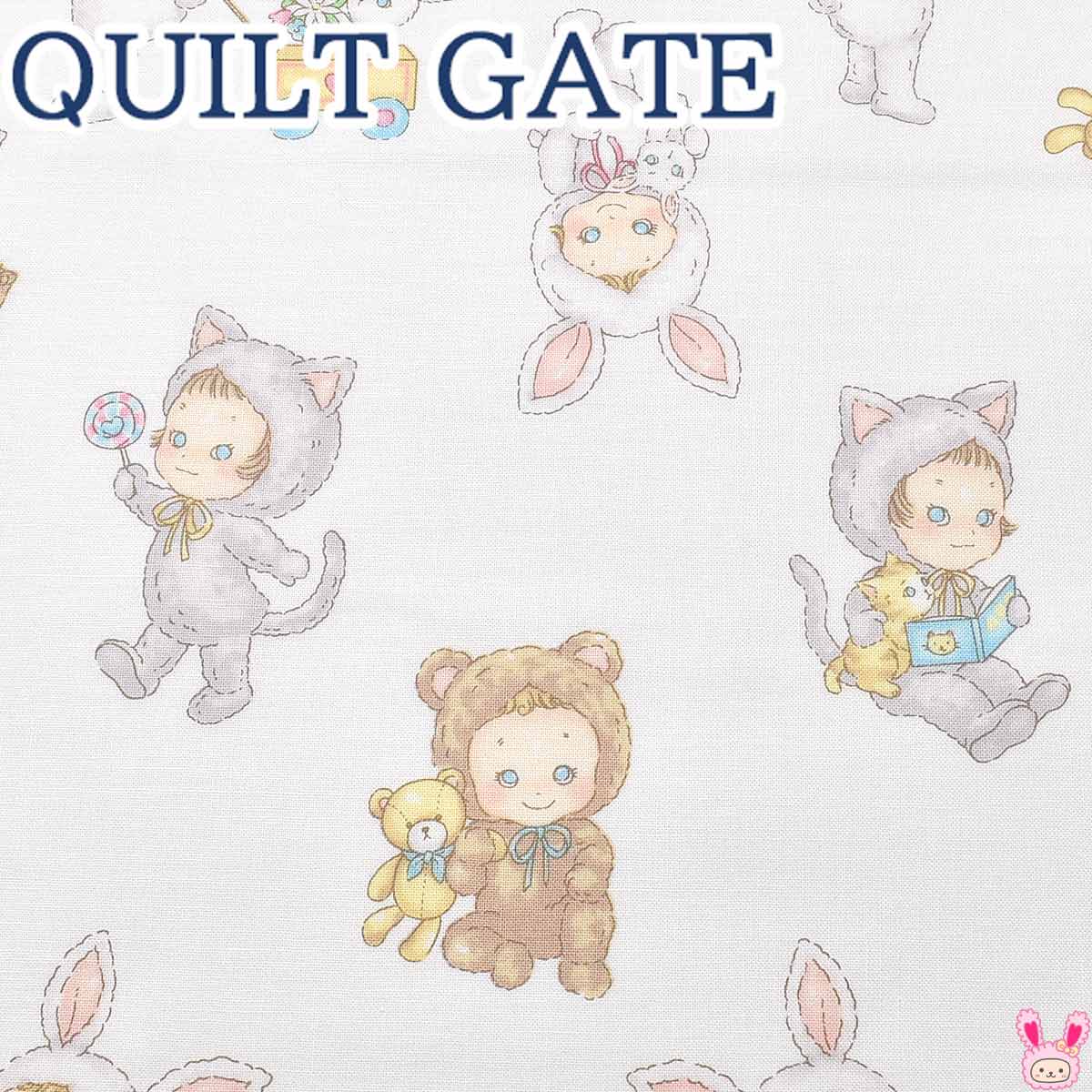【楽天市場】かわいい3人 Aホワイト系 10cm単位 切り売り シーチング生地 PN1200-12 キルトゲイト (403)：まんま母さんのりぼん
