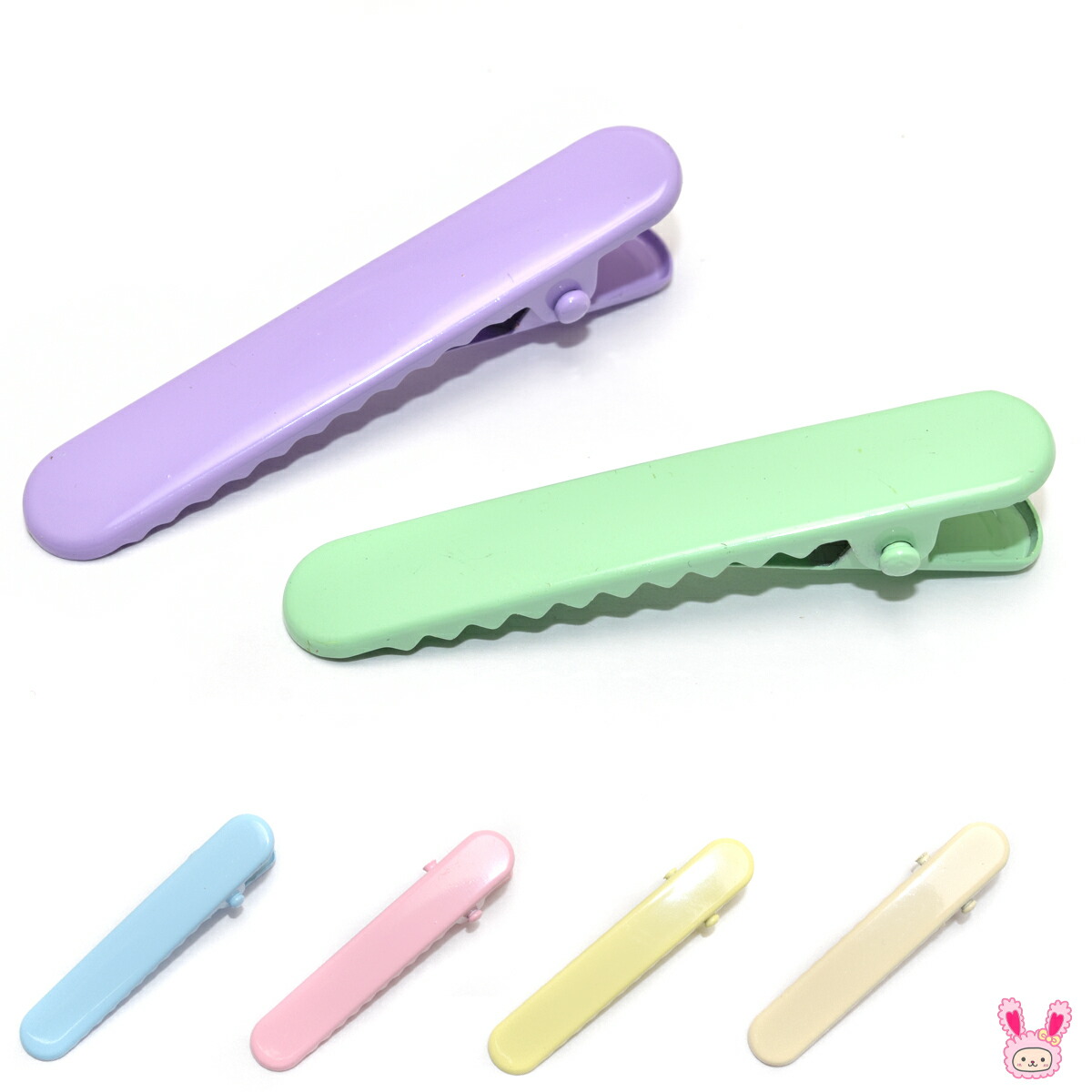 【楽天市場】角丸カラーやっとこピン フラット 50mm ヘアクリップ4個：まんま母さんのりぼん