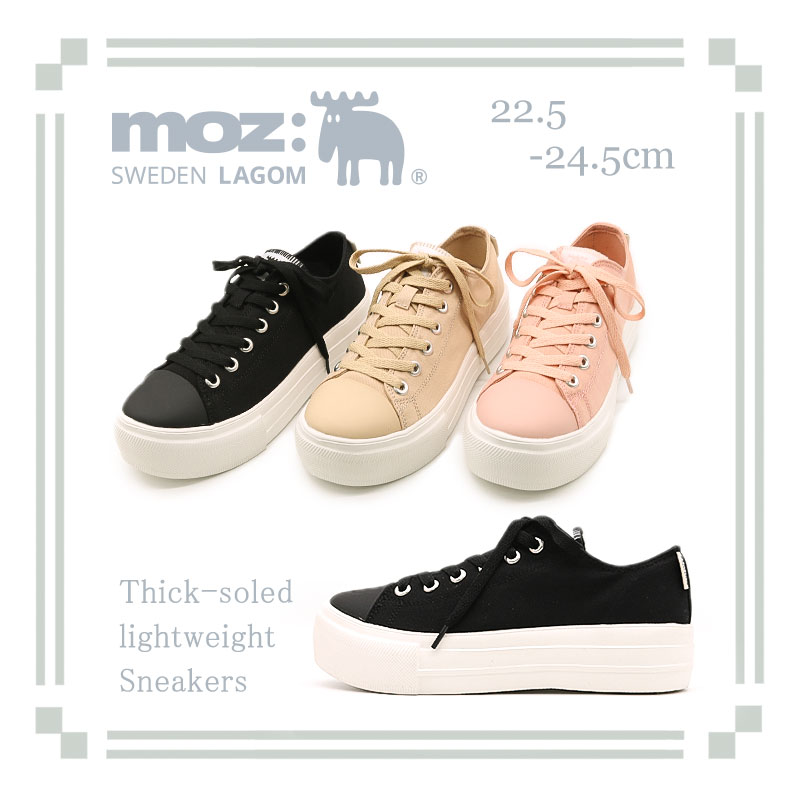 【楽天市場】【15%off中!】スウェーデン モズ ローゴン スニーカー レディース MOZ LAGOM キャンパス 厚底 軽量 レースアップ ひも 疲れにくい 履きやすい 歩きやすい 脚長 ...