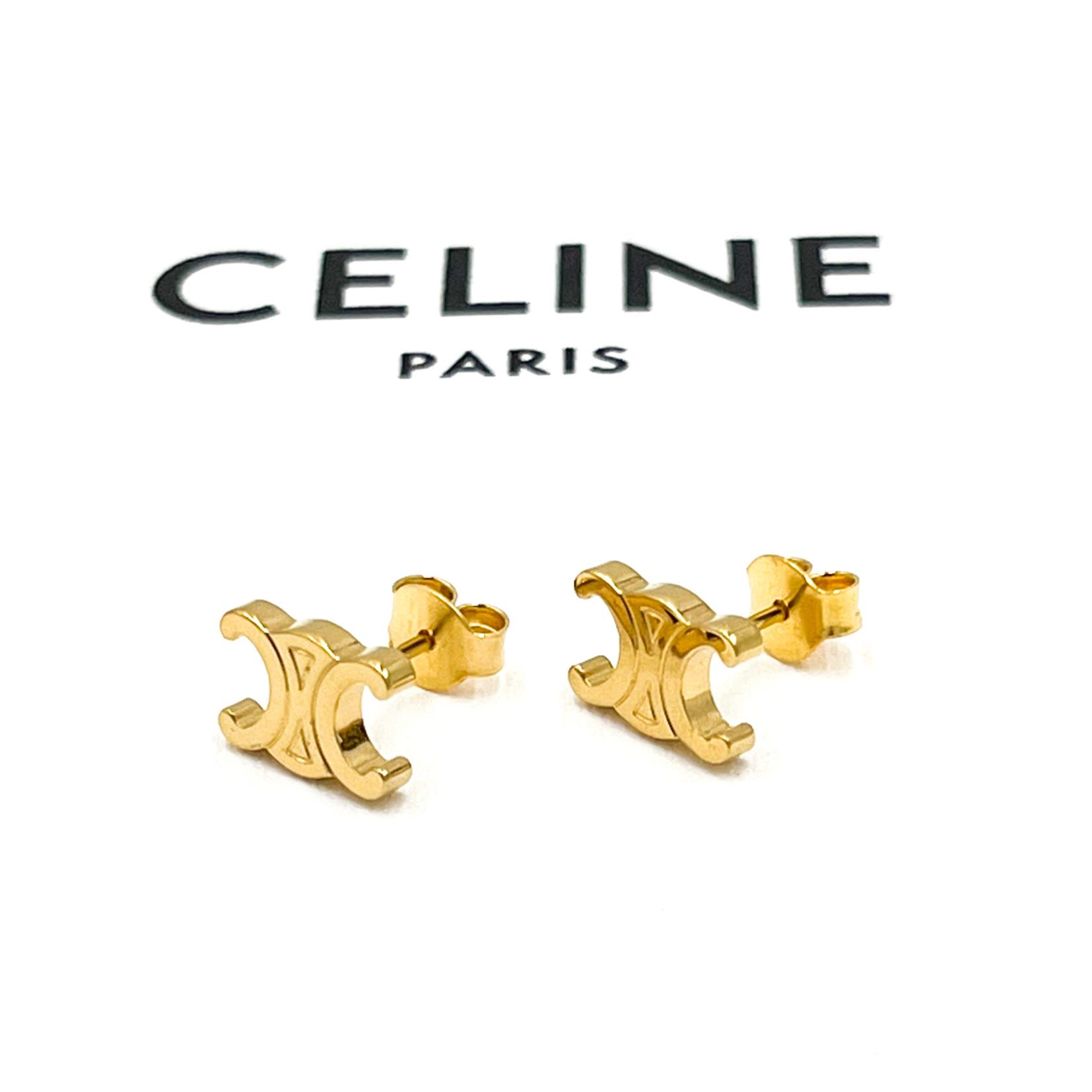 【楽天市場】CELINE CELINE セリーヌ トリオンフ スタッズ ゴールドフィニッシュ ニッケルフリー ピアス 461CY6BRA.35OR ユニセックス レディース メンズ プレゼント ...