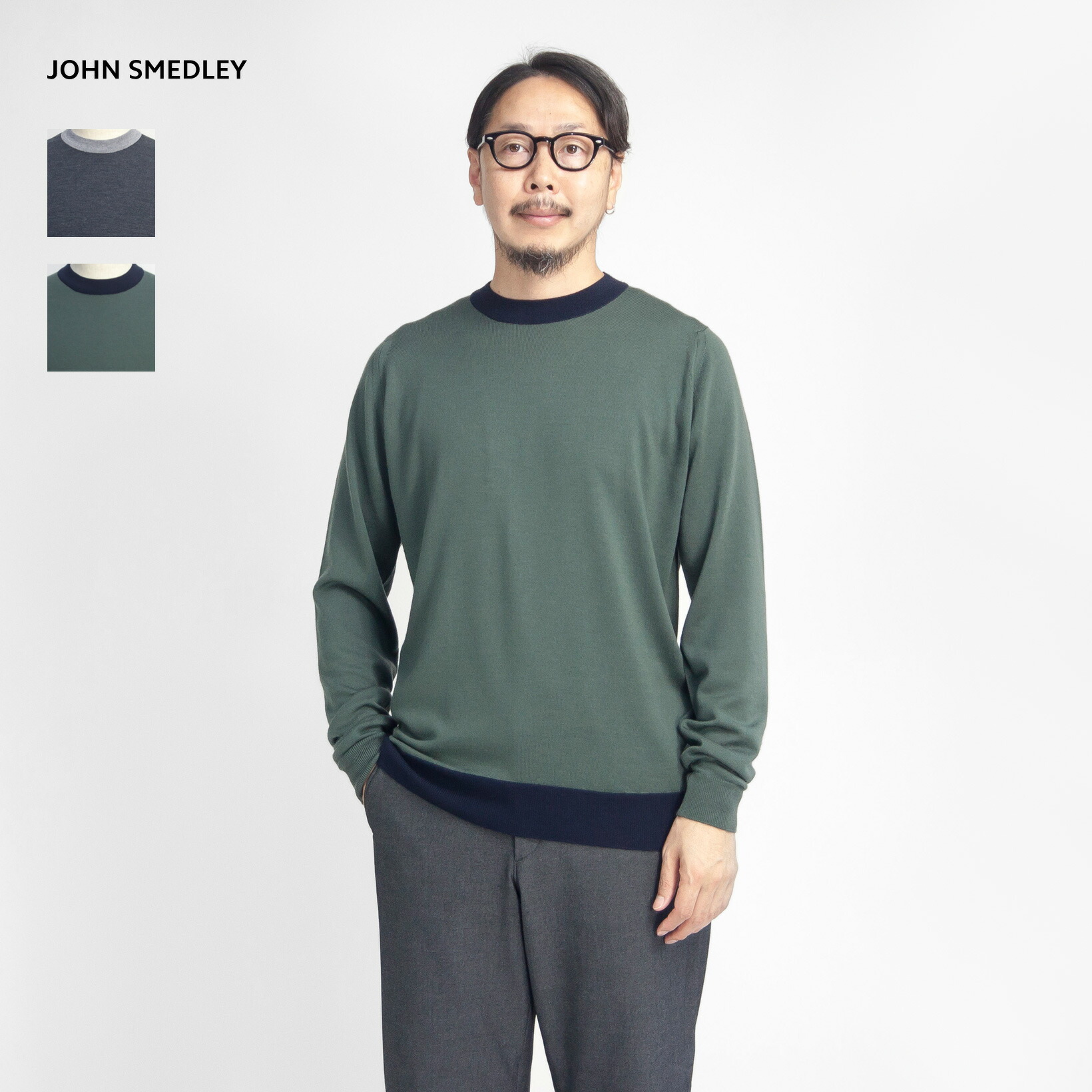 【楽天市場】【セール価格】JOHN SMEDLEY ジョンスメドレー SKERN バイカラークルーネックニット 24G メリノウール EASY ...