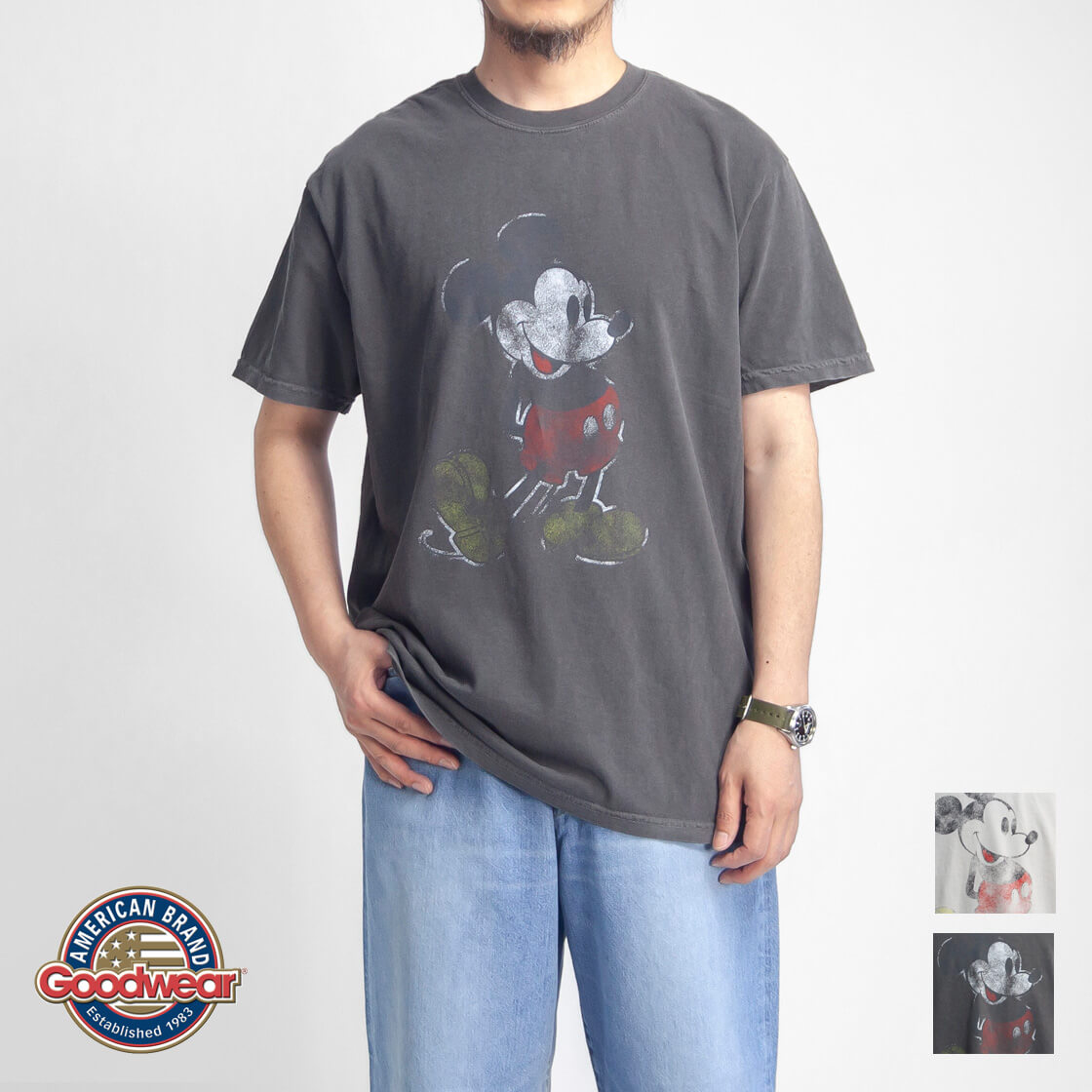 【楽天市場】【セール価格】Goodwear グッドウェア Micky Vintage Print tee ミッキーマウスプリントTシャツ ...