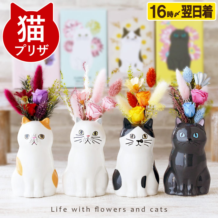 【楽天市場】猫 花 母 猫好き 誕生日プレゼント 女性 50代 プレゼント 花瓶 誕生日 プリザーブドフラワー 『座る ねこ プリザ 』 母親 義母 60代 猫グッズ 雑貨 ネコ グッズ 祖母 ...