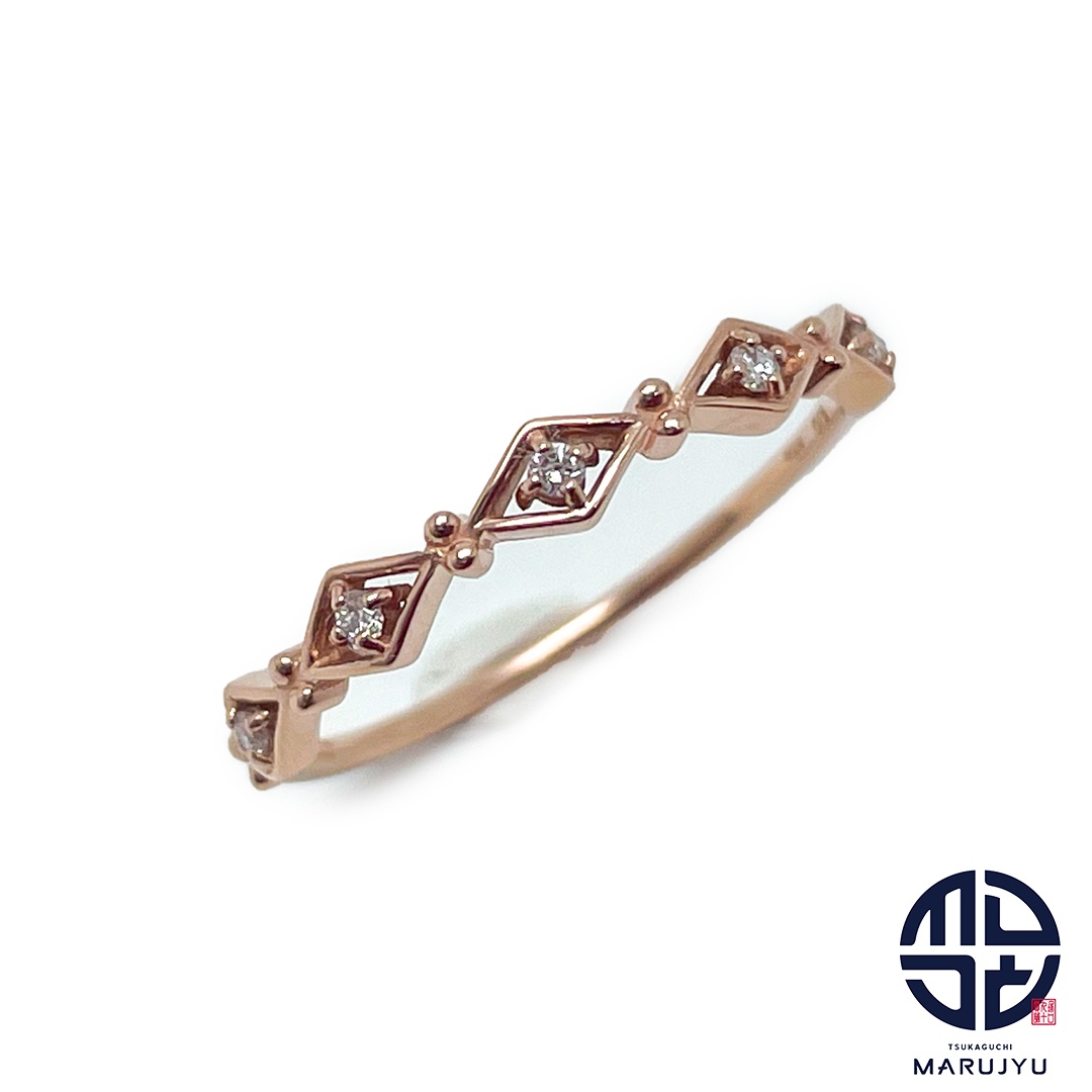 【楽天市場】ete エテ K10PG 10金ピンクゴールド ひし形 ダイヤ0.04ct リング 指輪 ジュエリー アクセサリー ブランド 約7号 【中古】：塚口丸十質舗