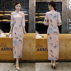 【楽天市場】チャイナドレス ロング丈 長袖 ワンピース 中華服 チャイナ服 プリント オシャレ 上品 優雅 秋服 冬服 新作：maruk shop