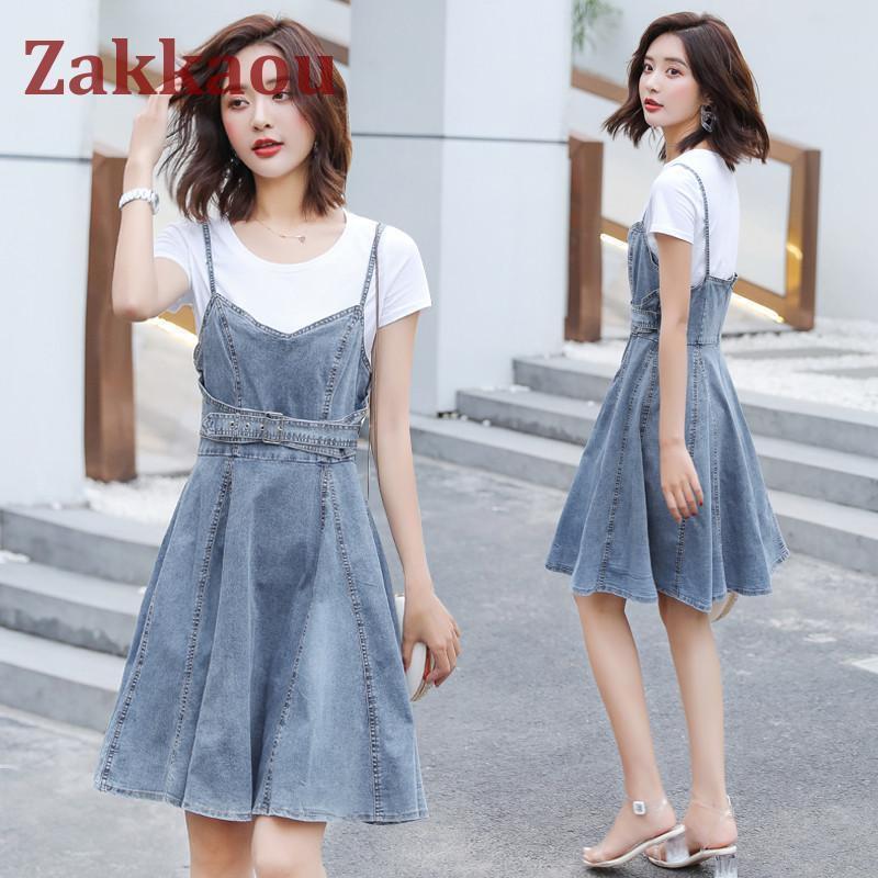 【楽天市場】デニムワンピース レディース サロペット フレア リボン付き 春服 夏服 ミニ丈 膝丈 ワンピース 体型カバー ゆったり 楽ちん 大人 春 夏：maruk shop