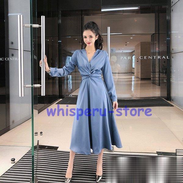 【楽天市場】ワンピース レディース 秋 冬 40代 きれいめ 長袖ワンピース Vネック ロング丈 Aライン 上品 大きいサイズ パーティードレス おしゃれ 韓国風 着痩せ OL 新品 ...