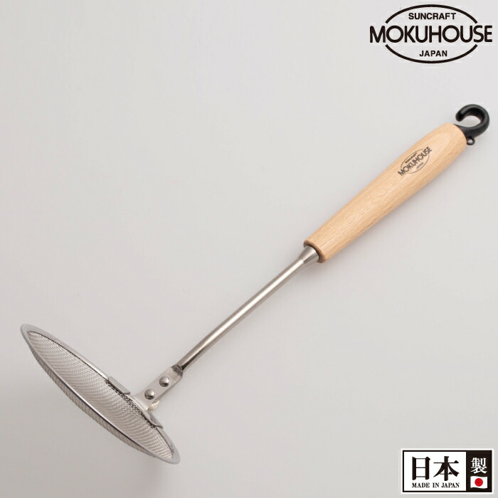 【楽天市場】【 日本製】 かす揚げ 木製ハンドル モクハウス MOKUHOUSE 木 ハンドル ウッド 揚げ物 かす取り アミ 網：キッチン・生活雑貨の店 まるげん