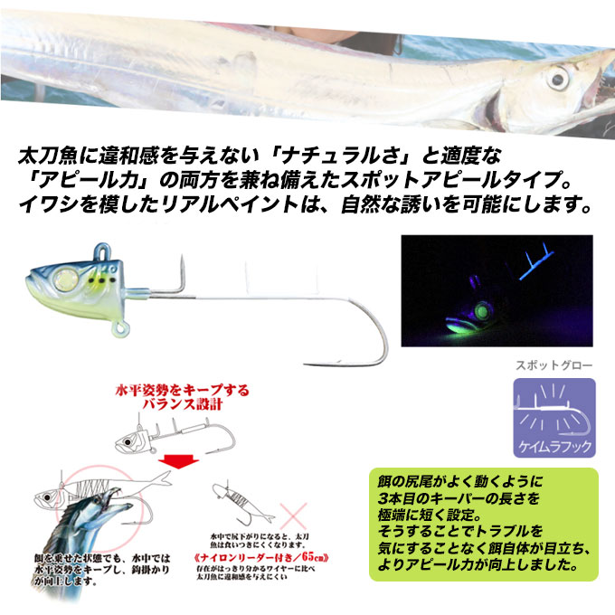【楽天市場】(6)【メール便配送可】 ハヤブサ 船太刀魚テンヤ ベーシックシングル ナチュラルイワシ（50号）【品番：SW408】/太刀魚 ...