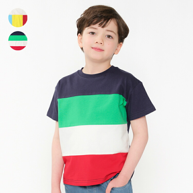 【楽天市場】【777円クーポン配布中！7/7まで】【25夏セール20％OFF】子供服 moujonjon (ムージョンジョン) 切替配色半袖Tシャツ 80cm～140cm M34804：こども ...