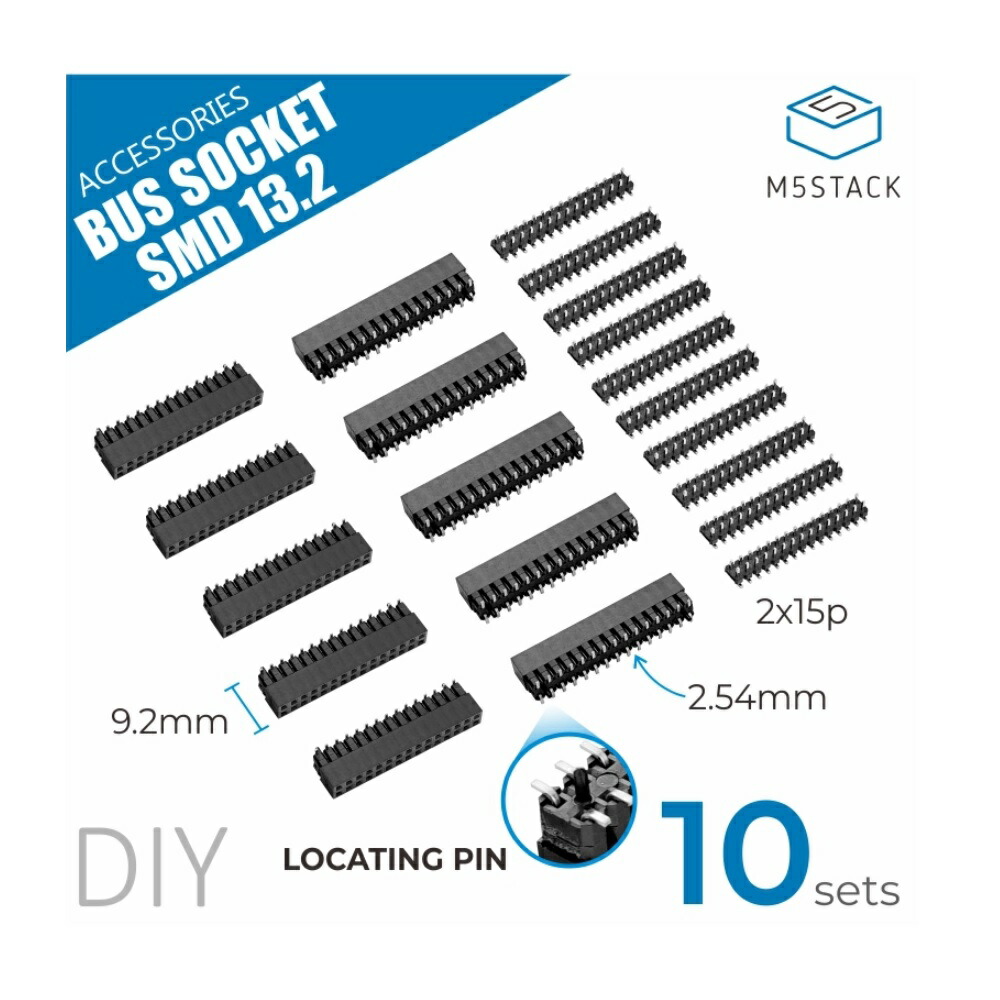 【楽天市場】M5Stack M5-13.2モジュール用SMDピンヘッダ・ソケットセット(各10個パック)【M5STACK-A117】[エムファイブスタック マイコン IoT モジュール 電子 ...
