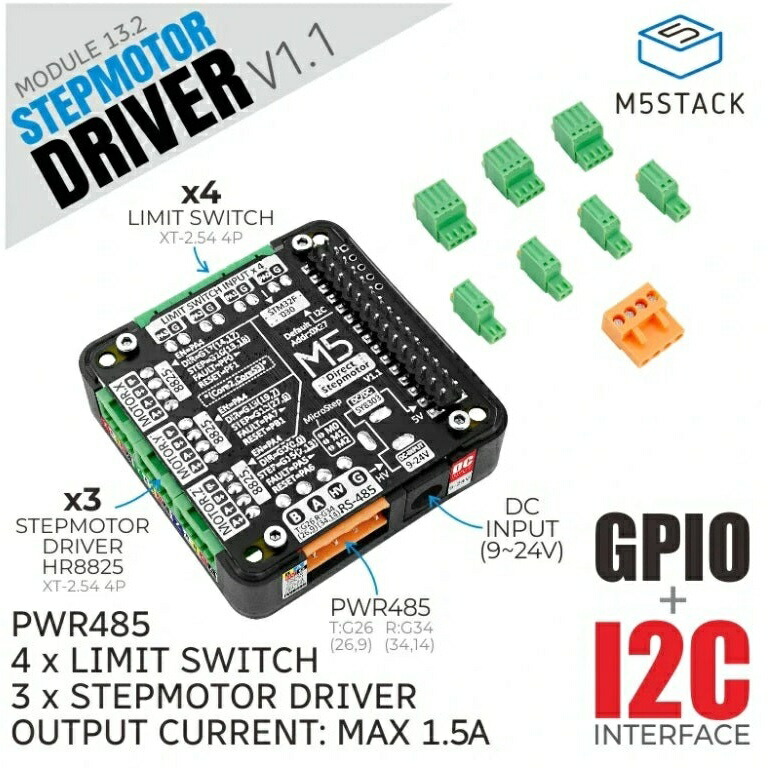 【楽天市場】M5Stack M5Stack用ステッピングモータードライバモジュールv1.1(HR8825)【M5STACK-M039-V11】[エムファイブスタック マイコン IoT ...