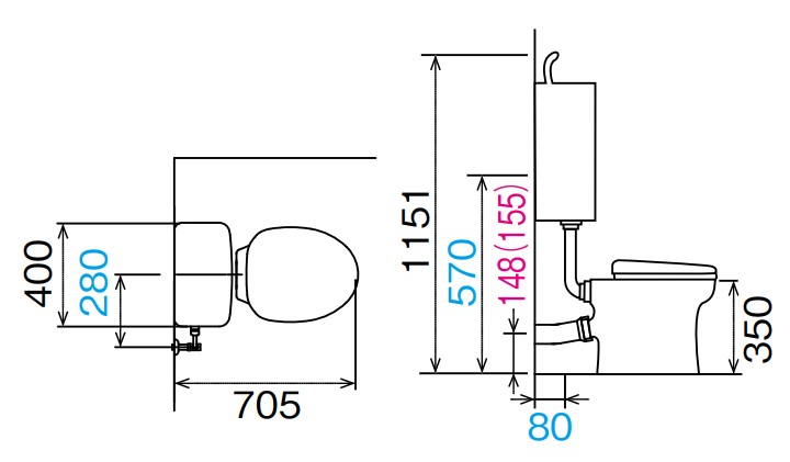 【楽天市場】INAX LIXIL・リクシル トイレ 便器【C-P13P】 左給水タンク【DT-520XU38】便座【CF-37AK】フランジ【CF-11S】洗浄管【CF-121L】スパッド ...