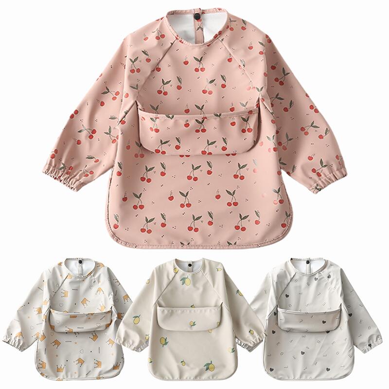 【楽天市場】送料無料 お食事エプロン 長袖 ベビー 離乳食 袖付きエプロン 北欧 女の子 男の子 80 90 100 110サイズ 赤ちゃん ...
