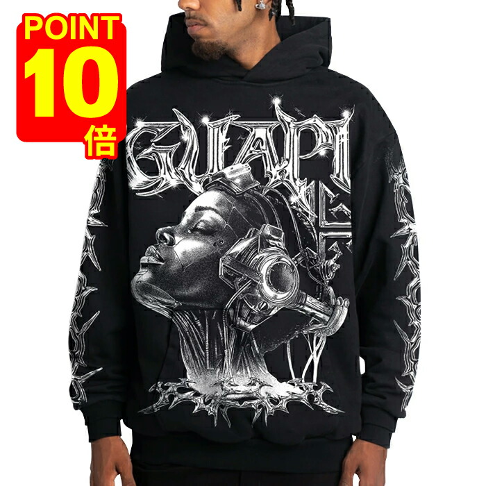 【楽天市場】GUAPI OBSIDIAN BLACK CYBORG HOODIE グアピ オブシディアン ブラック サイボーグ パーカー メンズ 半袖 トップス オンライン 通販 ...