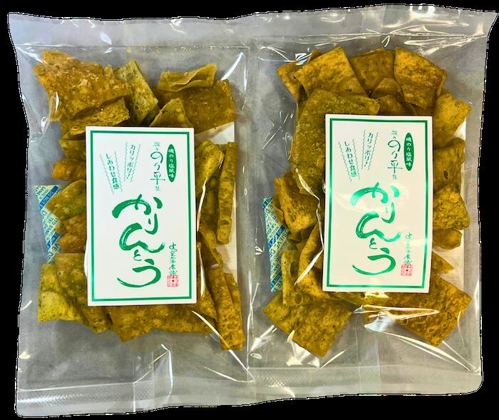 【楽天市場】【送料無料】【メール便でお届けします】稲庭うどん職人がつくるかりんとう かりんとうのり平 62g×2袋セット：増田物産プランニング