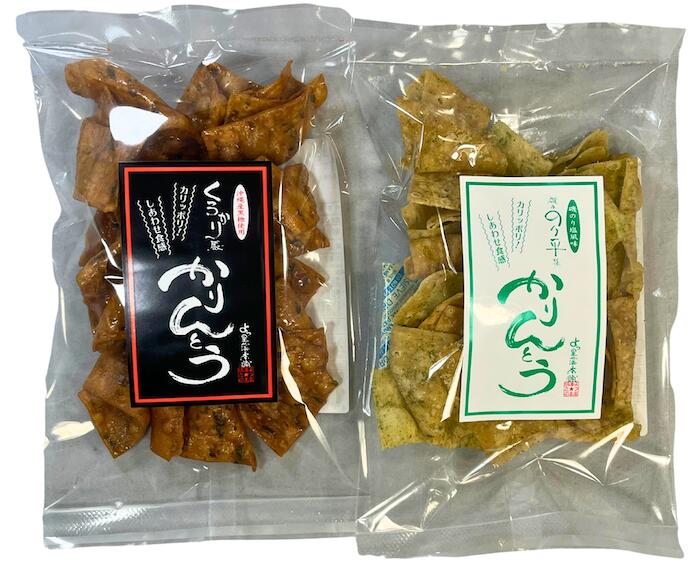 【楽天市場】【送料無料】【メール便でお届けします】稲庭うどん職人がつくるかりんとう くろかり殿60g×1袋 のり平様55g×1袋 合計2袋 ...