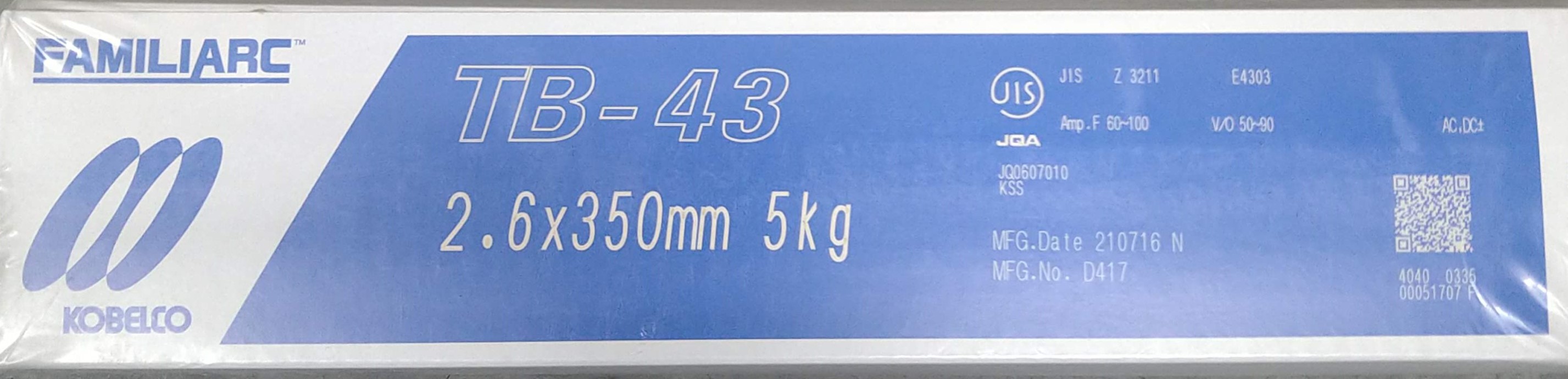 【楽天市場】 神戸製鋼所 神鋼 TB-43 溶接棒 2.6MM 5KG：MATAIRU 楽天市場店