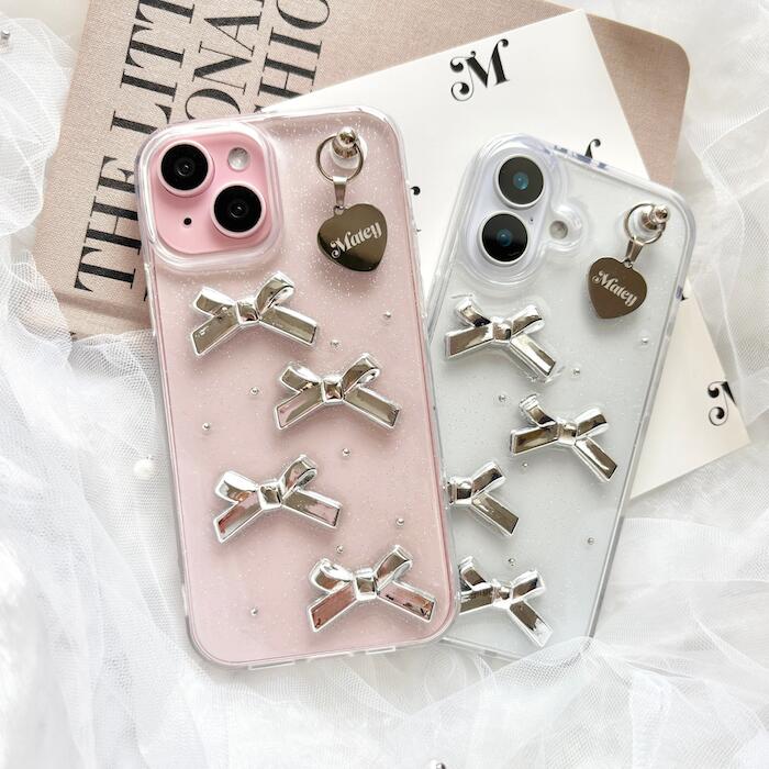 【楽天市場】【公式】Matey シルバーリボングリッタークリアiPhoneケース｜ iPhone16 iPhone15 iPhone14 ...