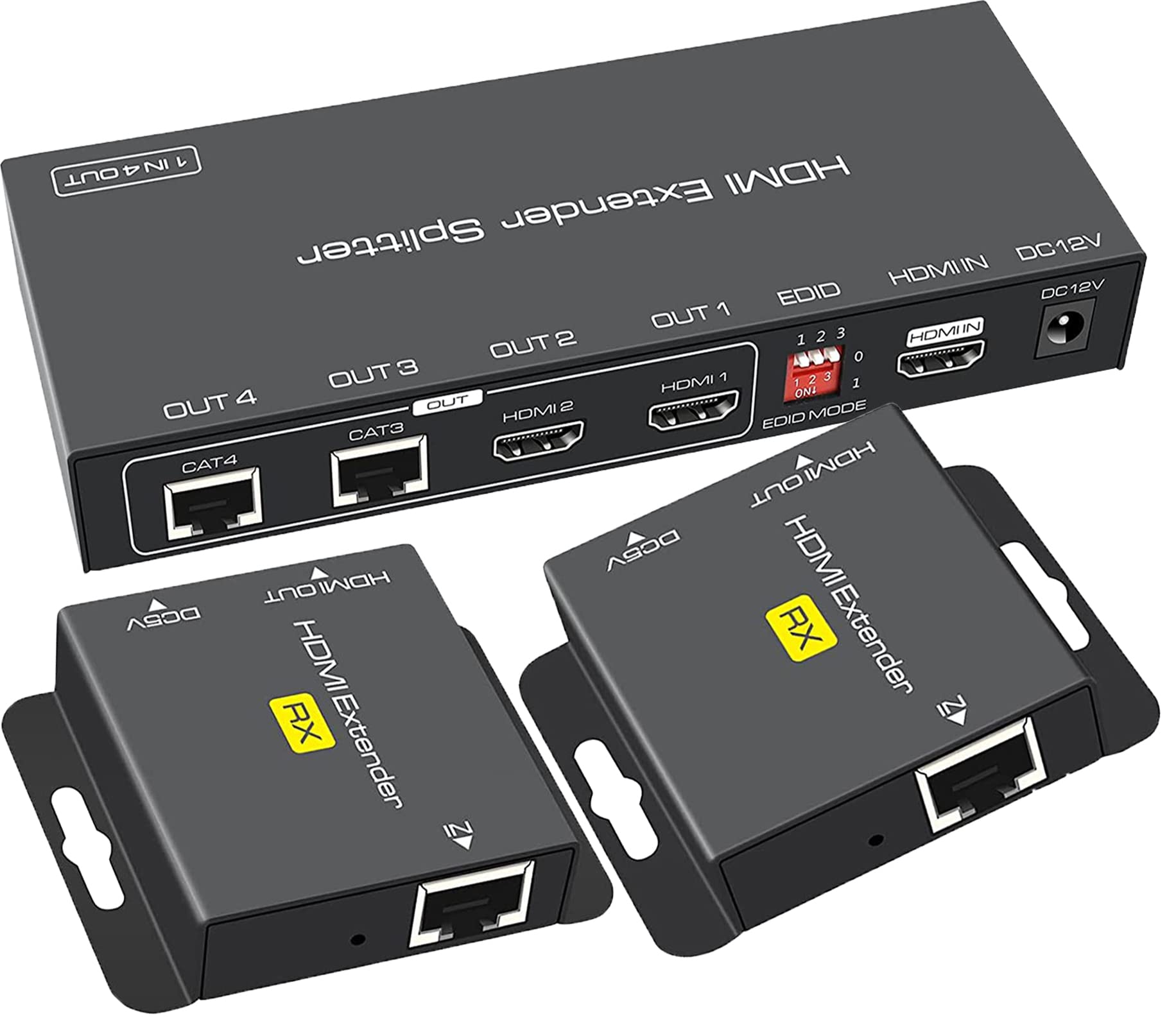 【楽天市場】【2HDMI 2LAN 同?出力】HDMI 分配 エクステンダー EX712 LAN 変換 スプリッター 延長器 HDMI ...