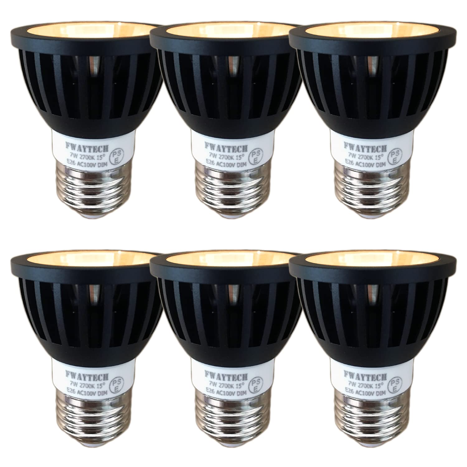 【楽天市場】Fwaytech ledスポット e26 狭角 本体ブラック 調光器対応7W LEDハロゲン電球60W?75W相当 ダクトレールLEDスポットライト 密閉器具対応 6個セット ...