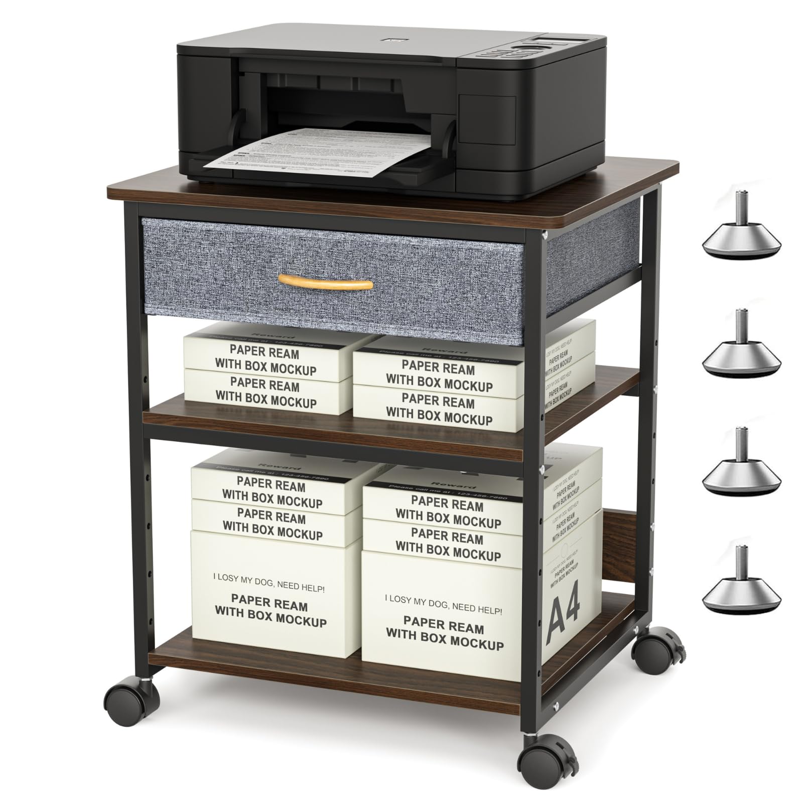 【楽天市場】DEWEL プリンター台 キャスター付き 収納 木製 引き出し付き 布製 幅60cm 奥行50cm 高さ70cm 総耐荷重80kg 調整可能 組み立て簡単 オフィス/ホーム用 ...