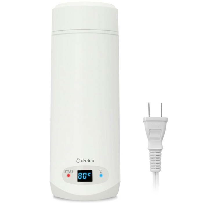【楽天市場】ドリテック 沸かせる温調ボトル 350ml 5段階の温度調節モード 50度・60度・70度・80度・90度 湯沸かしモード有 設定温度になると音でお知らせ PO-166WT ...