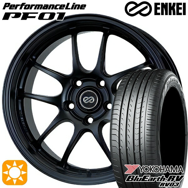 【楽天市場】【取付対象】225/50R18 95V ヨコハマ ブルーアース RV03 ENKEI エンケイ パフォーマンスライン PF01 マットブラック 18インチ 8.0J 5H114.3 ...