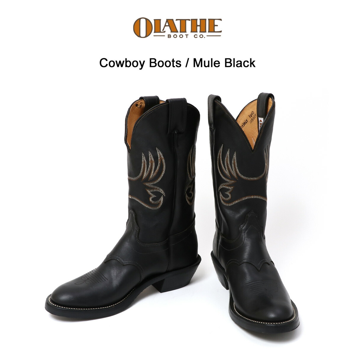 【楽天市場】OLATHE BOOT オレイサ Cowboy Boots Mule Blackカウボーイブーツ ウエスタンブーツ サドルバンプ ...