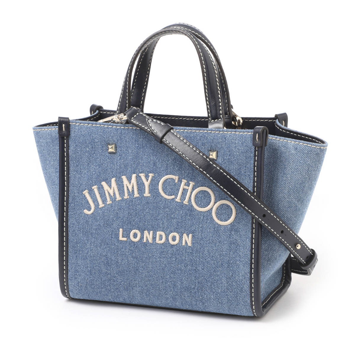 【楽天市場】ジミーチュウ JIMMY CHOO トートバッグ 2WAY ショルダーバッグ ブルー レディース varenne totebag s akz denim ecru navy ...